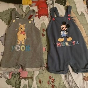 Disney | One Pieces | Two Disney Cotton Overalls | Poshmark